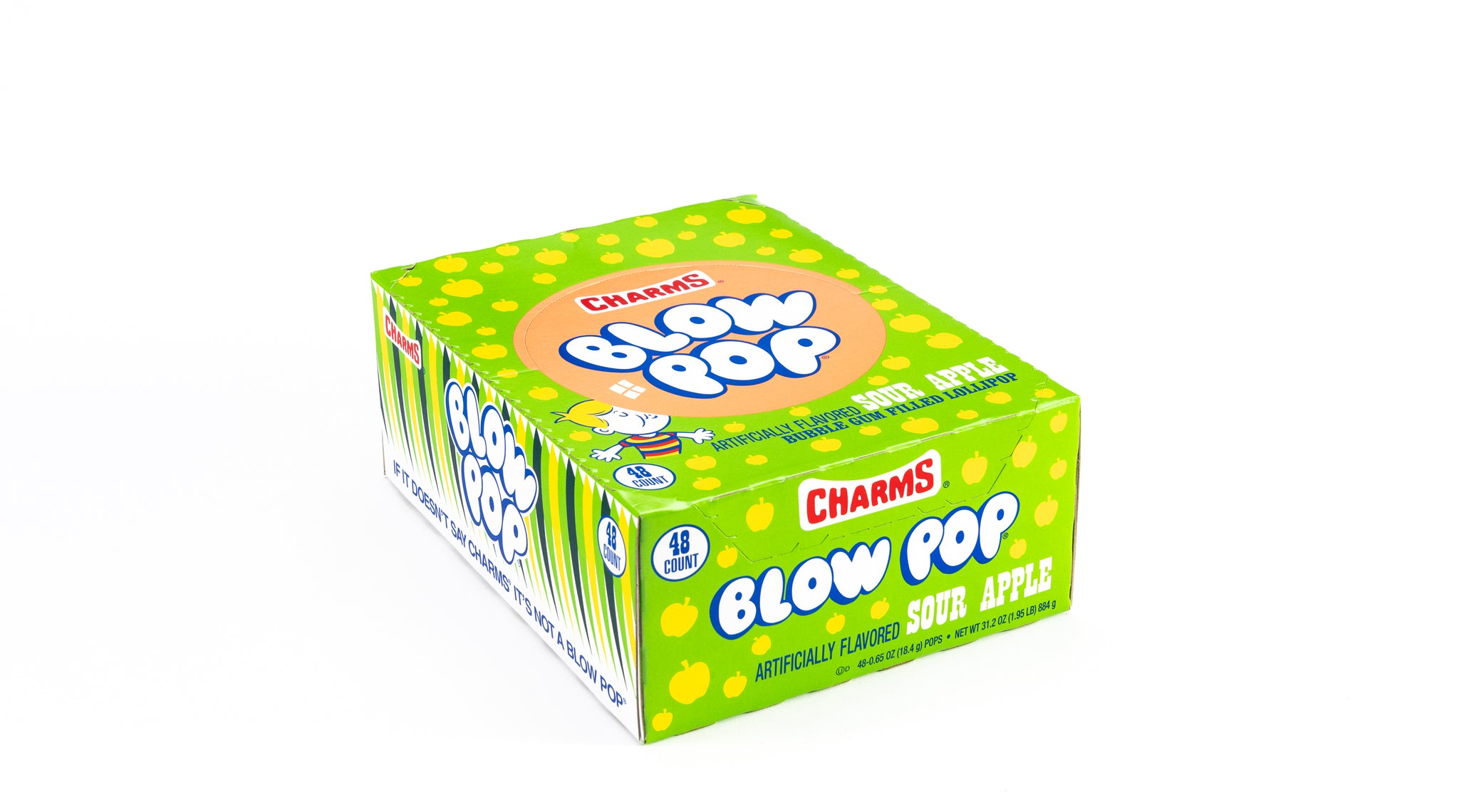 Charms Blow Pop Sour Apple Bulk Box (0.65 oz, 48 ct.) – Vintage Candy Co.