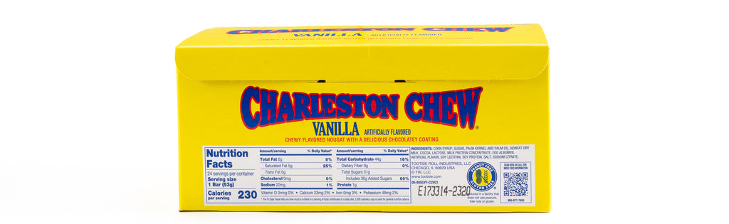 Charleston Chew Vanilla Full Size Chewy Nougat Candy Bar Bulk Box (1.8 ...