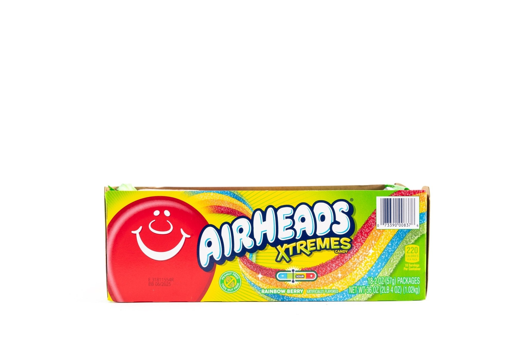 Airheads Xtremes Sour Rainbow Berry Belts Bulk Box (2 oz, 18 ct ...