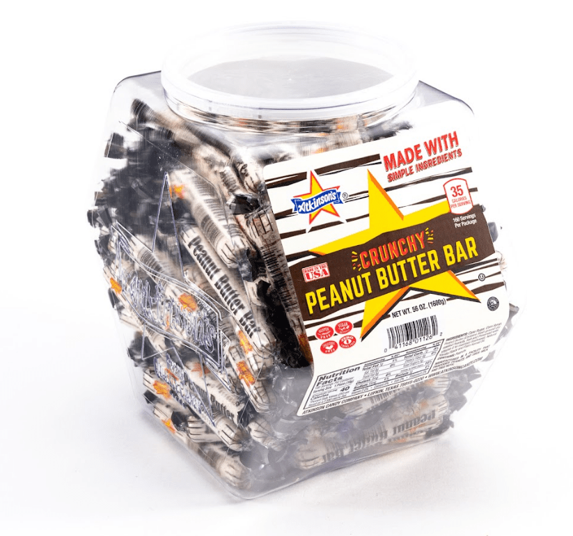 Atkinson's - Crunchy Peanut Butter Candy Bars Bulk Tub (56 oz, 160 ct ...