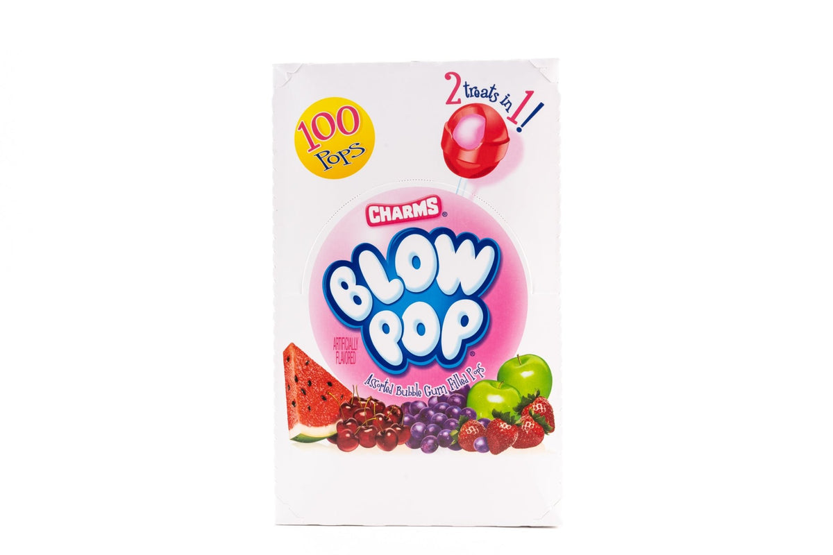 Charms Blow Pops Assorted Bubble Gum Filled Pops Bulk Box (0.64 oz, 10 ...