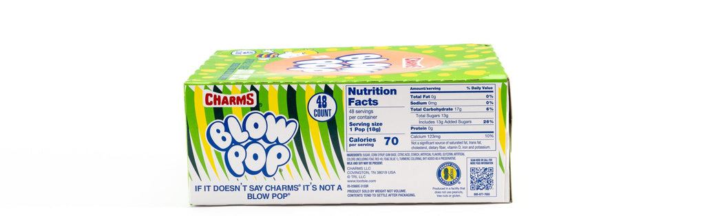 Charms Blow Pop Sour Apple Bulk Box (0.65 oz, 48 ct.) – Vintage Candy Co.