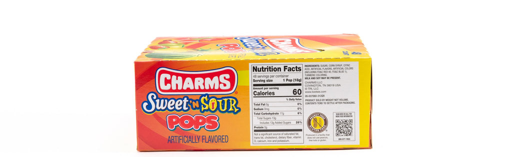 Charms Sweet N Sour Pops Fruit Flavorful Lollipops Bulk Box (0.625 oz ...