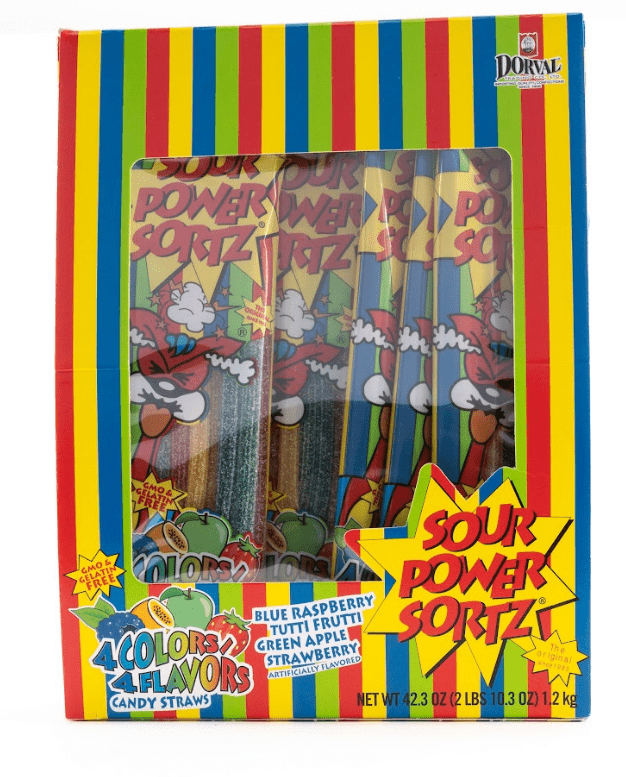 Dorval Sour Power Sortz Belts Assorted Flavored Bulk Box (1.75 oz, 24 ...