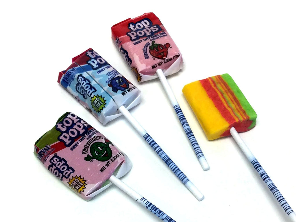 Top Pops Dorval Chewy Taffy Candy Pops Bulk Box (0.9 oz, 48 ct ...
