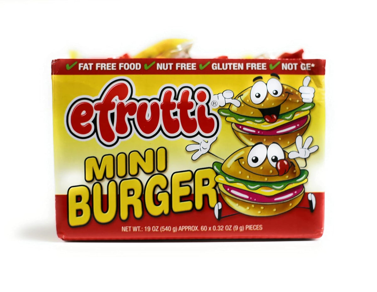 Efrutti Mini Burger Gummi Soft Candy Bulk Box (0.32 oz, 60 ct ...
