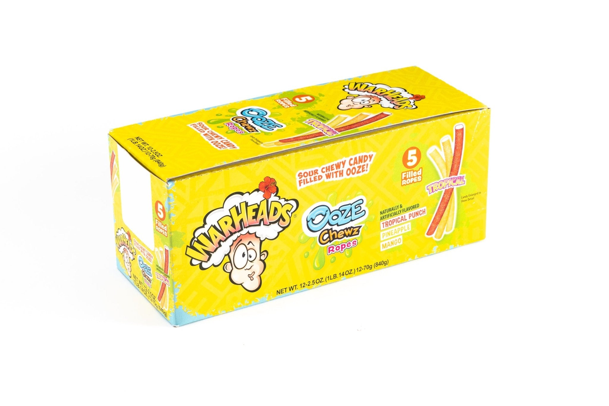 Warheads Ooze Chews Tropical Ropes Sour Candy Bulk Box (0.20 oz, 12ct ...