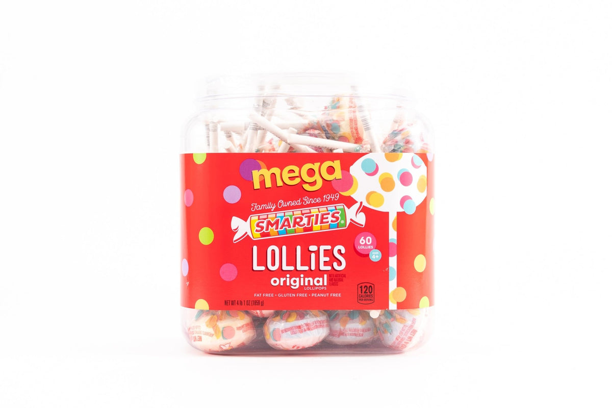 Mega Lollies Original Smarties Lollipop Bulk Tub (1.1 oz, 60 ct ...