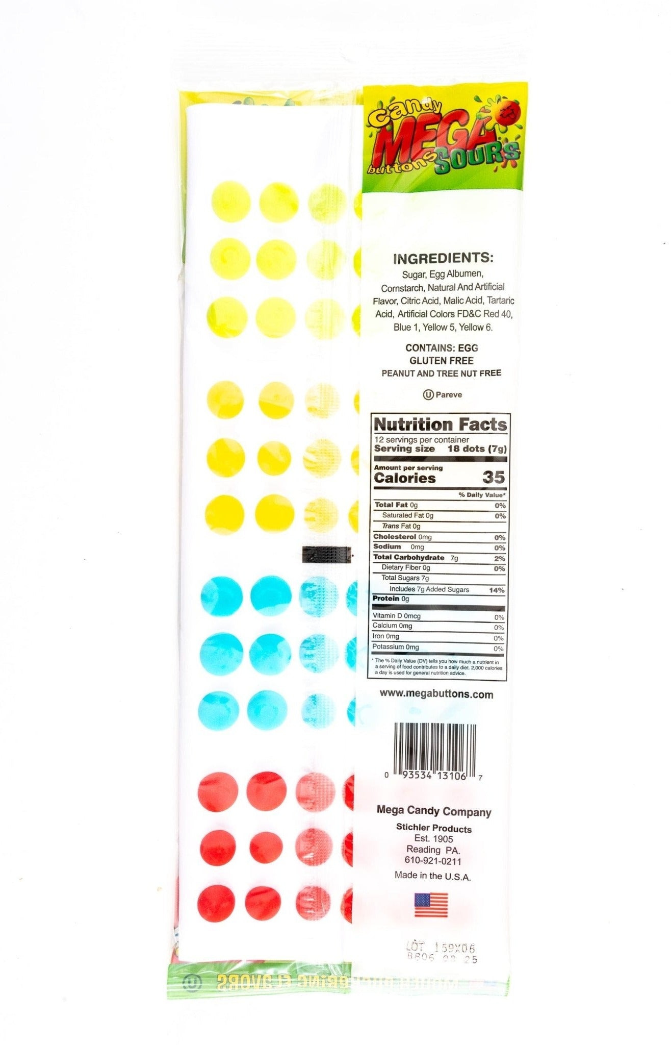 Mega Candy Buttons Sour Assorted Flavor Candy Pack (3 oz) – Vintage ...