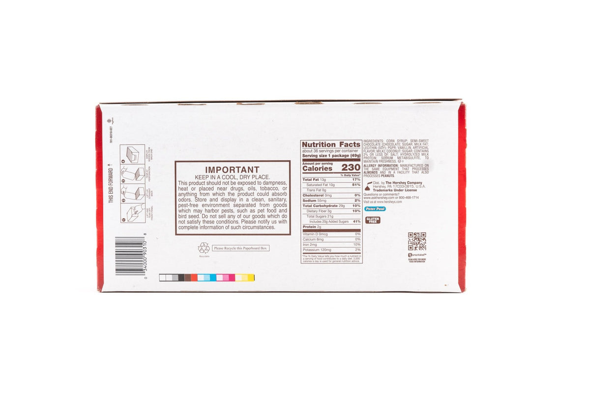 Mounds Dark Chocolate & Coconut Bar Bulk Box (1.75 oz, 36 ct ...