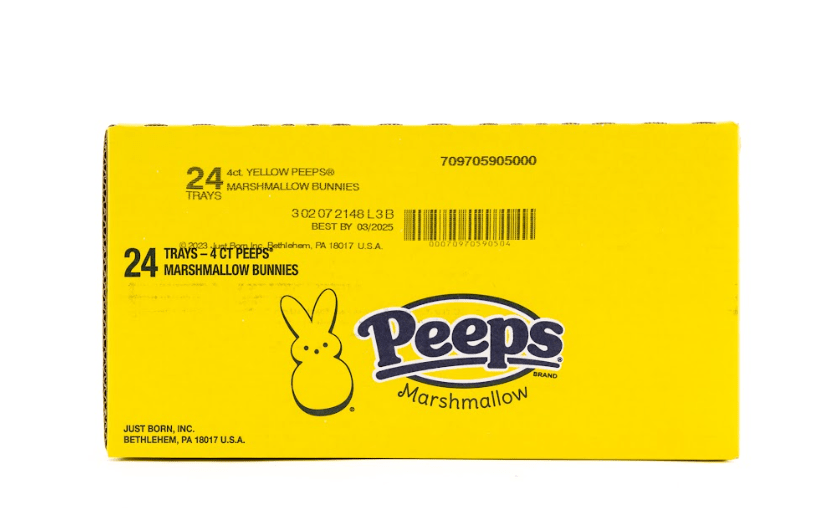Peeps Marshmallow Bunnies Candy Yellow Sugar Bulk Box (1.5 oz, 24 ct ...