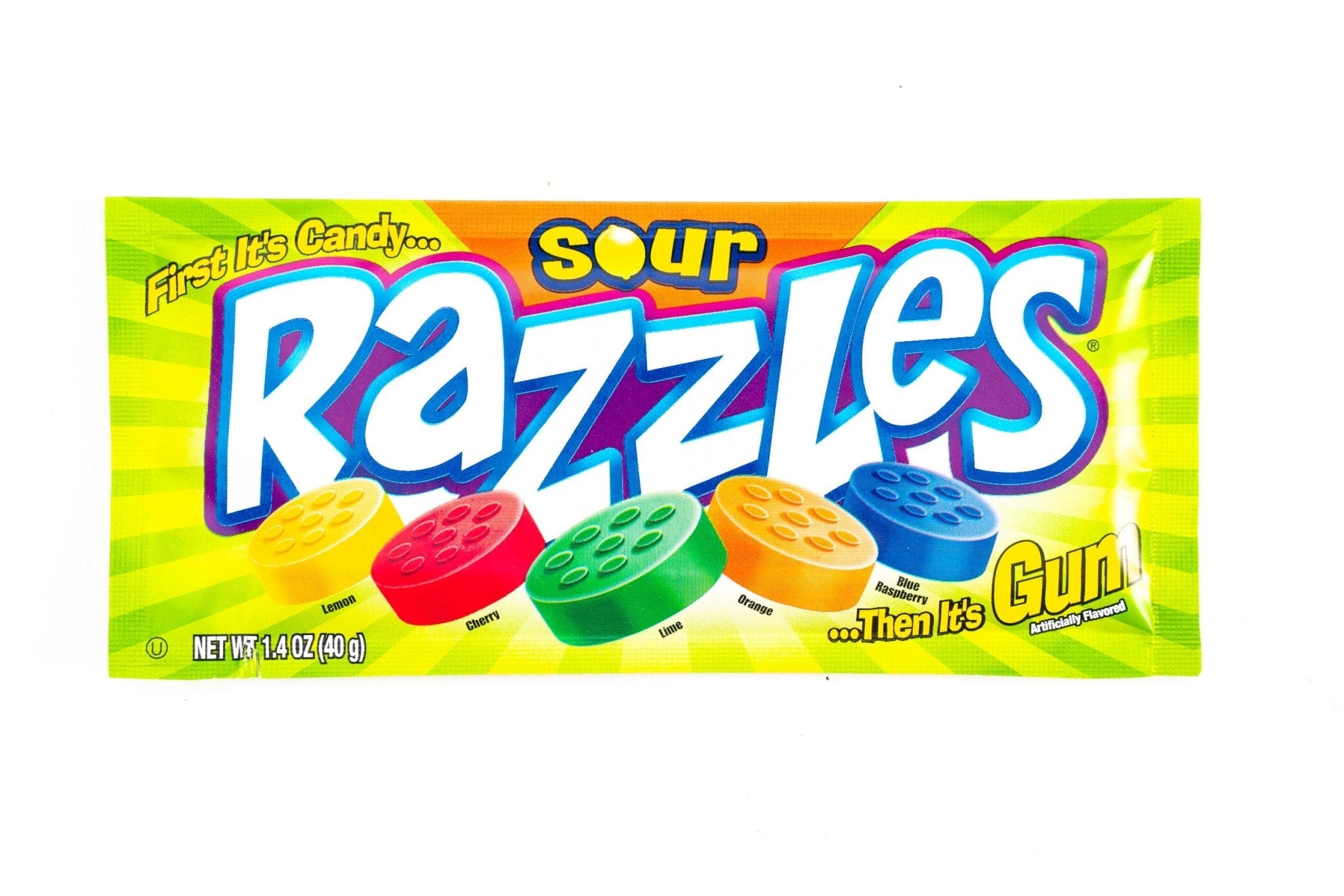 Razzles Sour Candy Gum Assorted Bulk Box (1.4 oz, 24 ct.) – Vintage ...