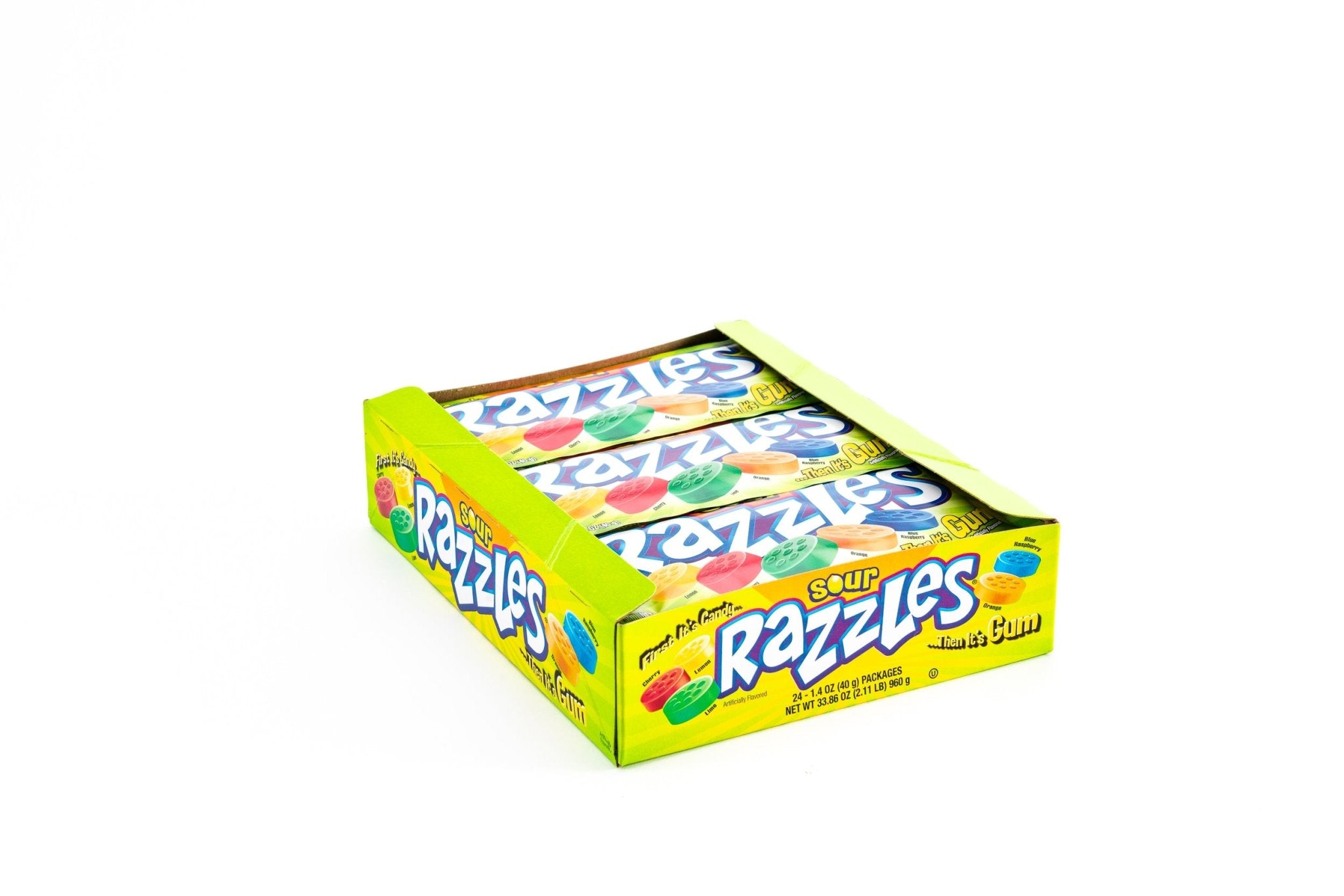 Razzles Sour Candy Gum Assorted Bulk Box (1.4 oz, 24 ct.) – Vintage ...