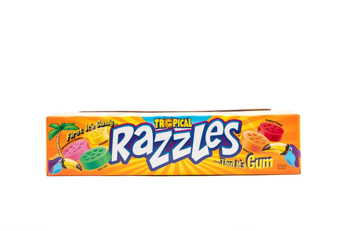 Razzles Tropical Candy Gum Assorted Bulk Box (1.4 oz, 24 ct.) – Vintage ...