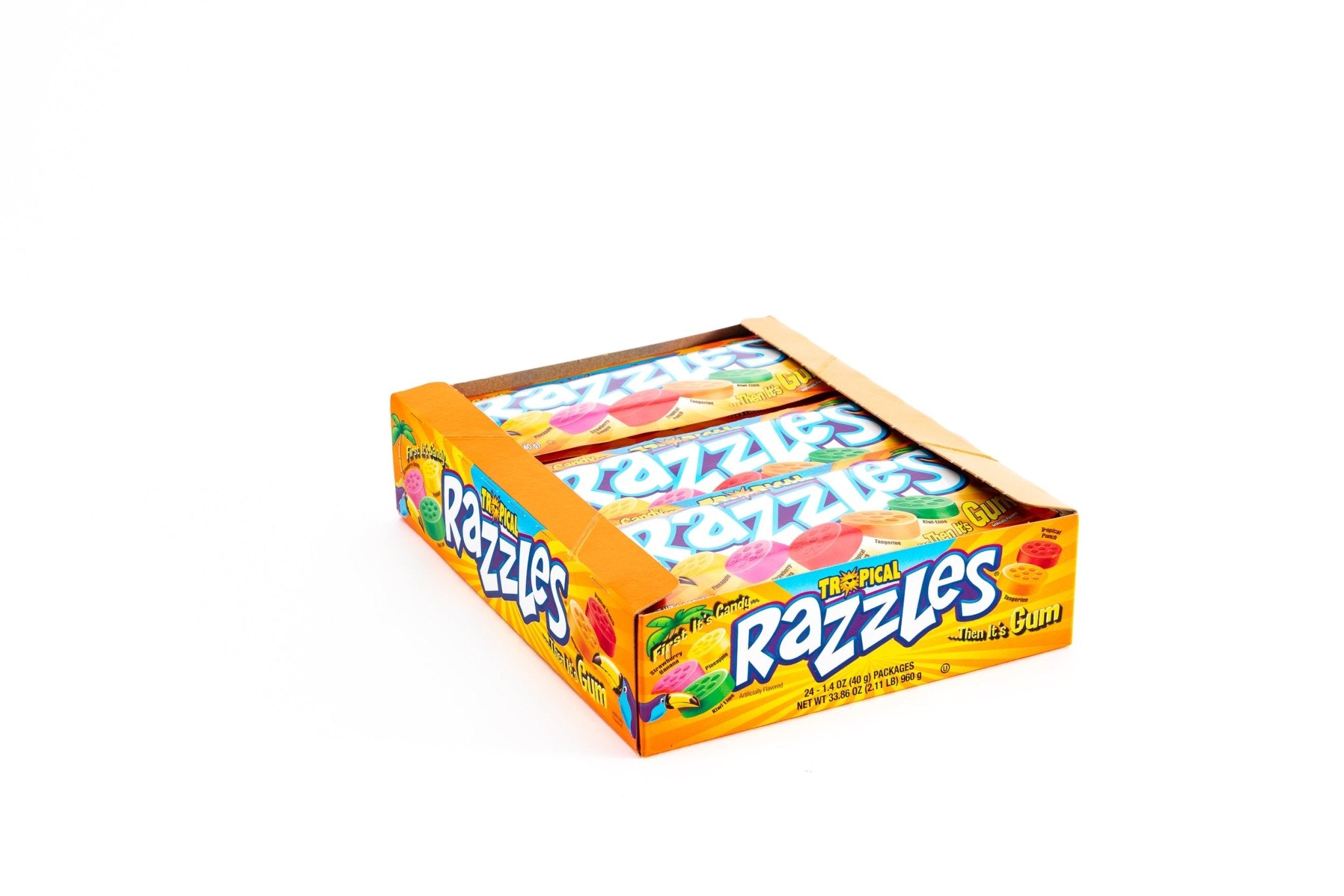Razzles Tropical Candy Gum Assorted Bulk Box (1.4 oz, 24 ct.) – Vintage ...