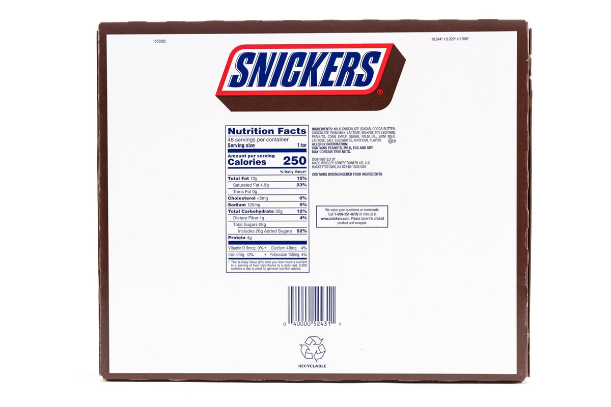 Snickers Crunch Chocolate Peanut Bar Bulk Box (1.86 oz, 48 ct ...