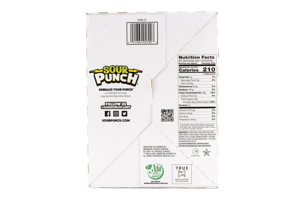 Sour Punch Rainbow Straws Assorted Flavour Bluk Box (48 oz, 24 ct ...