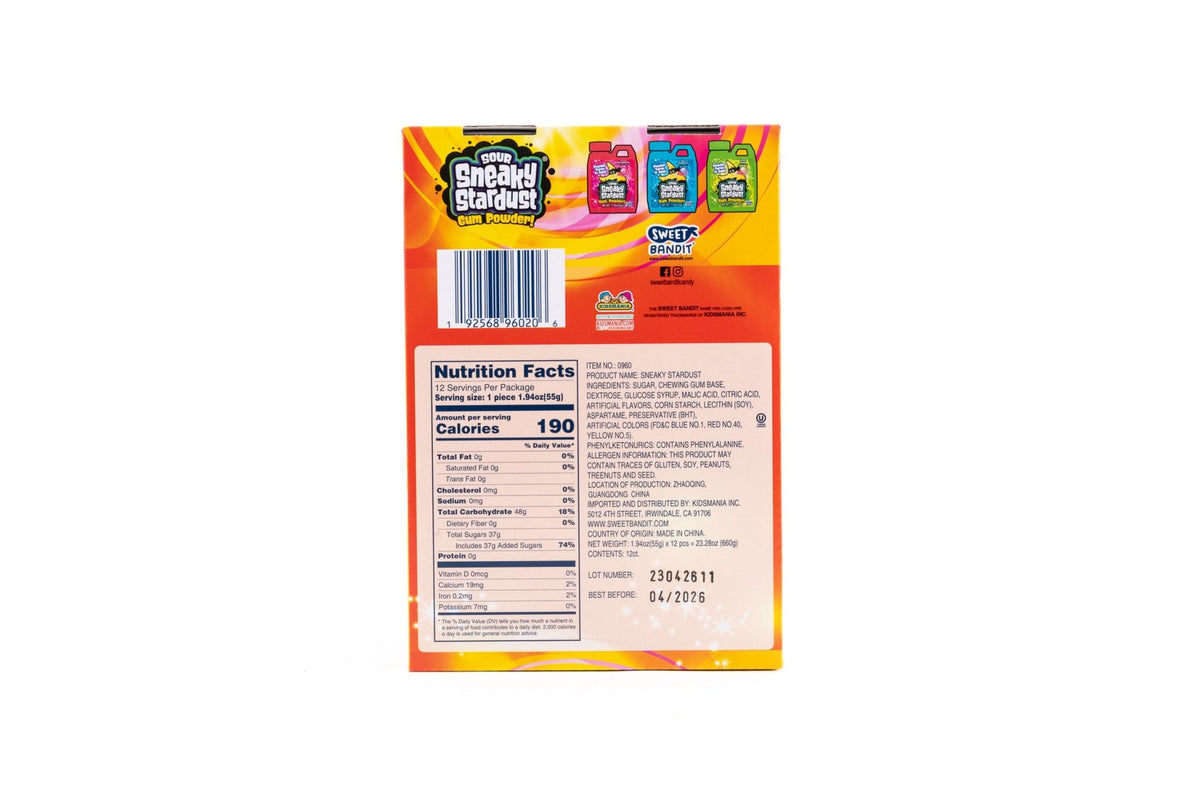 Sneaky Stardust Sweet Bandit Sour Gum Powder Bulk Pack (1.94 oz, 12 ct ...