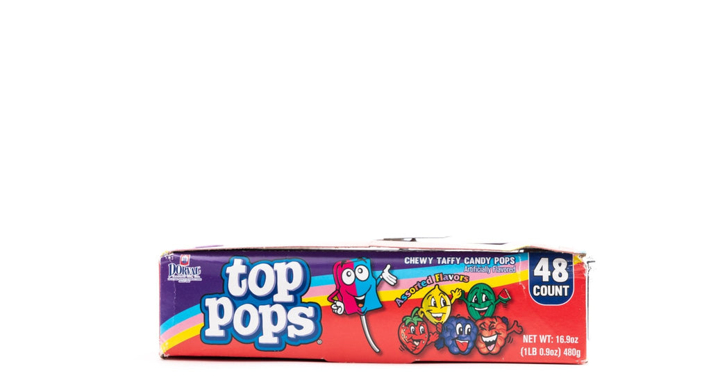 Top Pops Dorval Chewy Taffy Candy Pops Bulk Box (0.9 oz, 48 ct ...